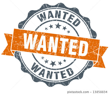 wanted vintage orange seal isolated on white - Stock Illustration ...