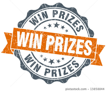win prizes vintage orange seal isolated on white - Stock Illustration ...