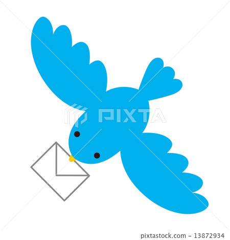 A blue bird carrying a letter - Stock Illustration [13872934] - PIXTA