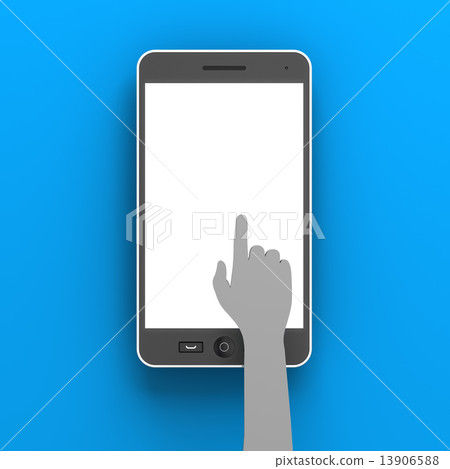 Paper hand clicking a smartphone with... - Stock Illustration [13906588 ...