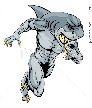 Shark sports mascot running - Stock Illustration [13907993] - PIXTA