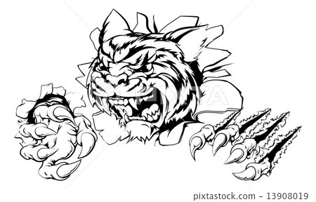 Tiger ripping through background - Stock Illustration [13908019] - PIXTA