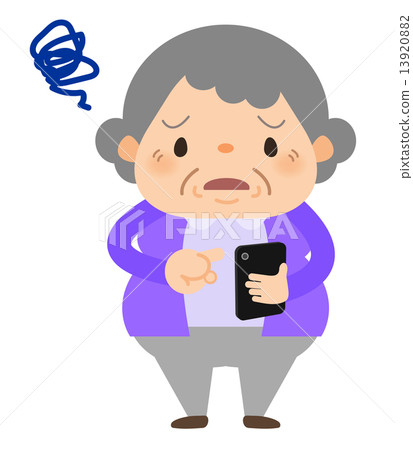 Grandma with a smartphone - Stock Illustration [13920882] - PIXTA