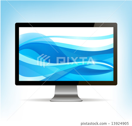 vector realistic computer monitor, pc display - Stock Illustration ...