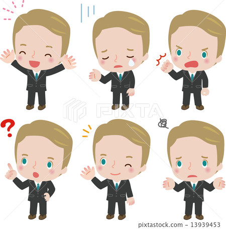 Various poses of blue eyes men, facial expressions - Stock Illustration ...