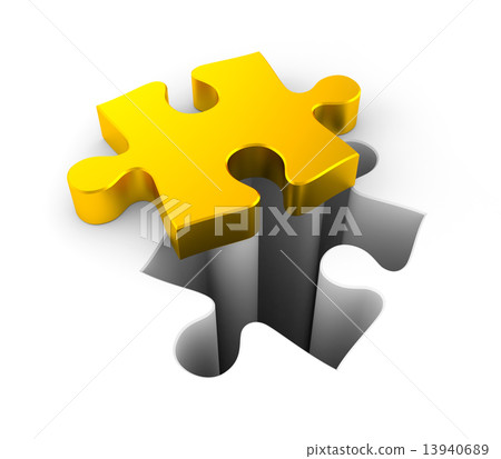 Gold jigsaw puzzle - Stock Illustration [13940689] - PIXTA
