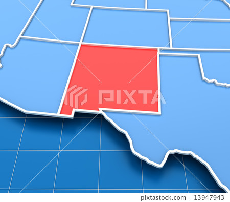 3d render of USA map with New Mexico state... - Stock Illustration ...