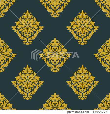 Seamless abstract yellow victorian flowers pattern - Stock Illustration ...