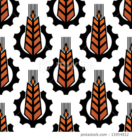Wheat in gears seamless agriculture pattern - Stock Illustration ...