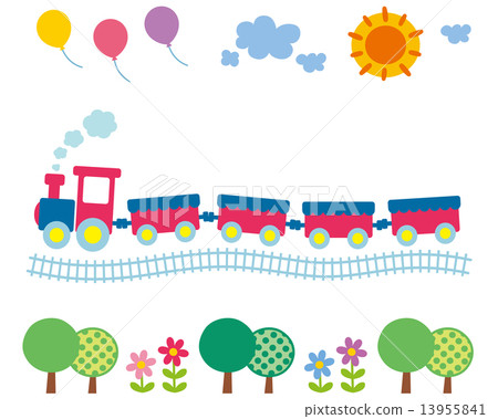 Children's Materials Train and sun - Stock Illustration [13955841] - PIXTA