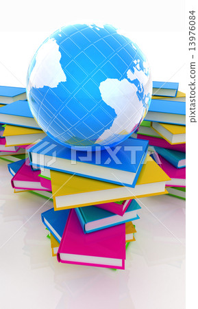 Colorful books and earth - Stock Illustration [13976084] - PIXTA