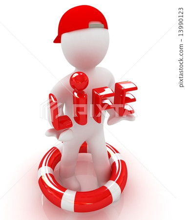 Concept of life-saving with 3d man - Stock Illustration [13990123] - PIXTA