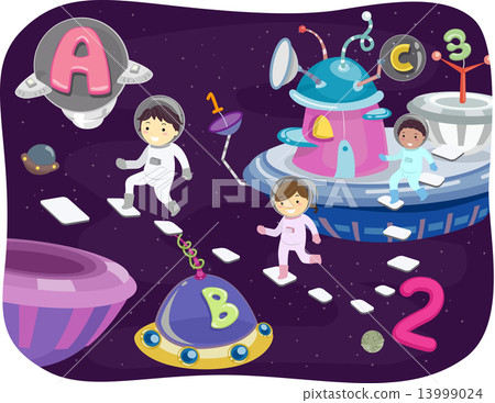 Stickman Kids Galaxy - Stock Illustration [13999024] - PIXTA