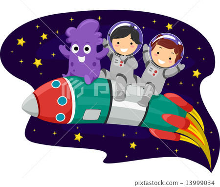 Stickman Kids Rocket - Stock Illustration [13999034] - PIXTA