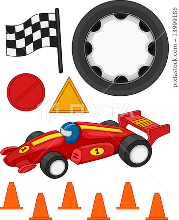 Race Car Elements - Stock Illustration [13999188] - PIXTA
