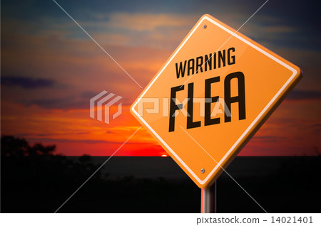 Flea on Warning Road Sign. - Stock Illustration [14021401] - PIXTA