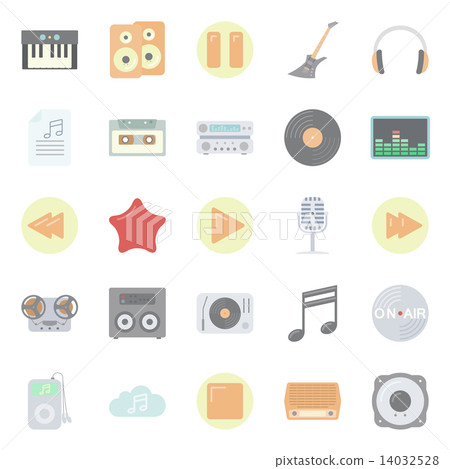 Music and audio flat icons set - Stock Illustration [14032528] - PIXTA