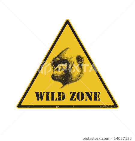 warning sign. danger signal with gorilla. eps 8 - Stock Illustration ...