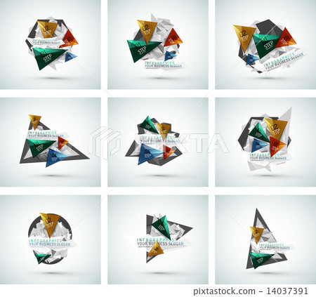 Set of triangle shape modern paper infographics - Stock Illustration ...