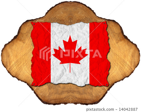 Canadian Flag on Section of Tree Trunk - Stock Illustration [14042887 ...