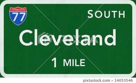 Cleveland USA Interstate Highway Sign - Stock Illustration [14053546 ...