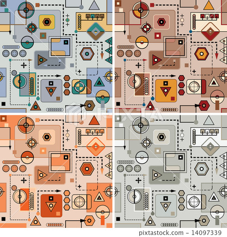 Mechanical pattern set - Stock Illustration [14097339] - PIXTA