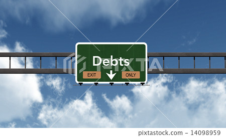 Debts Highway Road Sign Exit Only Concept 3D... - Stock Illustration ...