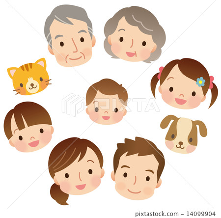 Three generations family face - Stock Illustration [14099904] - PIXTA