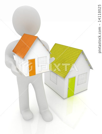 3d man with house - Stock Illustration [14118025] - PIXTA
