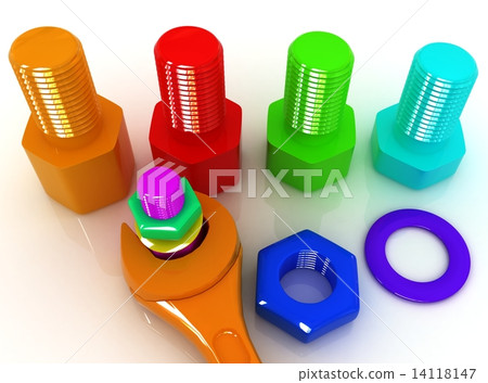 Colorful wrench to tighten the screws - Stock Illustration [14118147 ...