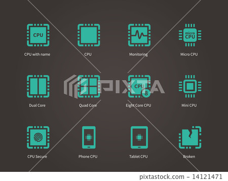 CPU icons set (central processing unit). - Stock Illustration [14121471 ...