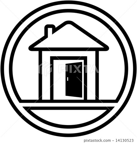 icon with house and open door - Stock Illustration [14130523] - PIXTA