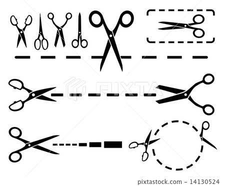 scissors set with dotted line - Stock Illustration [14130524] - PIXTA