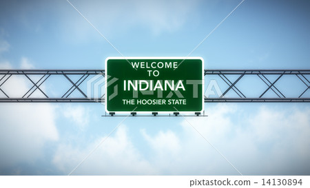 Indiana USA State Welcome to Highway Road Sign - Stock Illustration ...