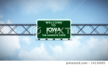 Iowa USA State Welcome to Highway Road Sign - Stock Illustration ...