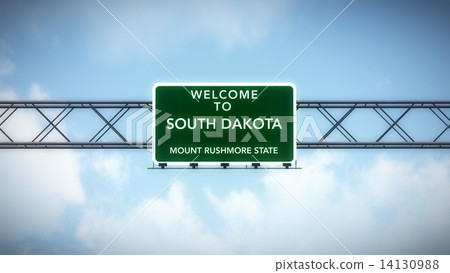 South Dakota USA State Welcome to Highway Road... - Stock Illustration ...
