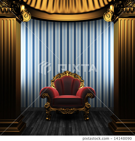bronze columns, chair and wallpaper - Stock Illustration [14148090] - PIXTA
