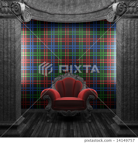 stone columns, chair and tile wall - Stock Illustration [14149757] - PIXTA