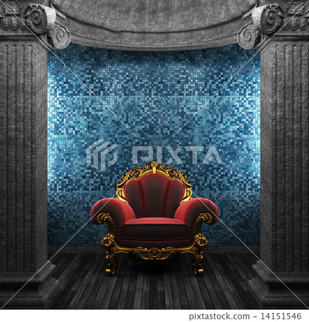 stone columns, chair and tile wall - Stock Illustration [14151546] - PIXTA