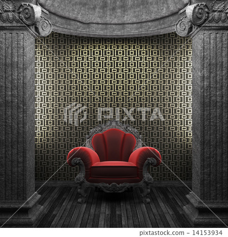 stone columns, chair and tile wall - Stock Illustration [14153934] - PIXTA
