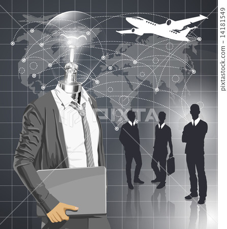 Lamp Head Man With Laptop - Stock Illustration [14181549] - PIXTA
