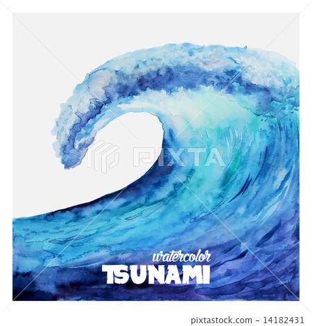 Watercolor ocean tsunami waves - Stock Illustration [14182431] - PIXTA