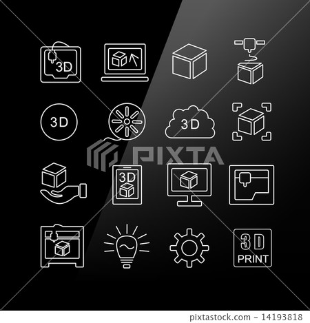 3D print icon set - Stock Illustration [14193818] - PIXTA