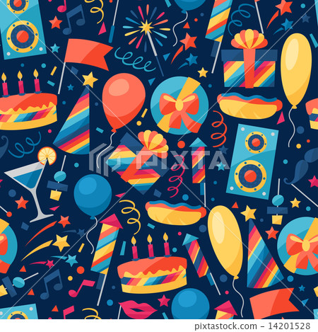 Celebration seamless pattern with party icons... - Stock Illustration ...