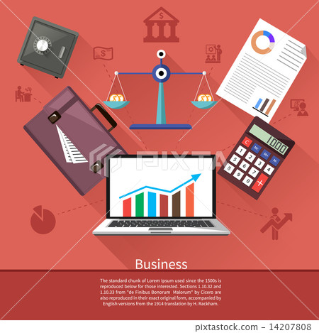 Background with various business elements - Stock Illustration ...
