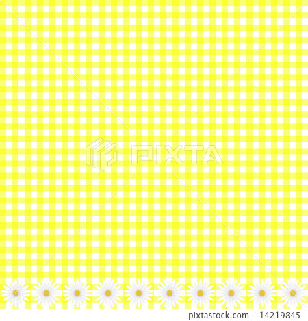 Background material Yellow check pattern and daisy - Stock Illustration ...