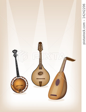 Antique Musical Instrument Strings on Brown... - Stock Illustration ...