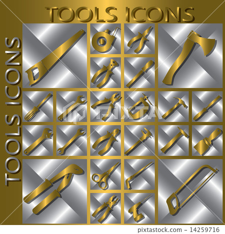gold tools icons in silver - Stock Illustration [14259716] - PIXTA