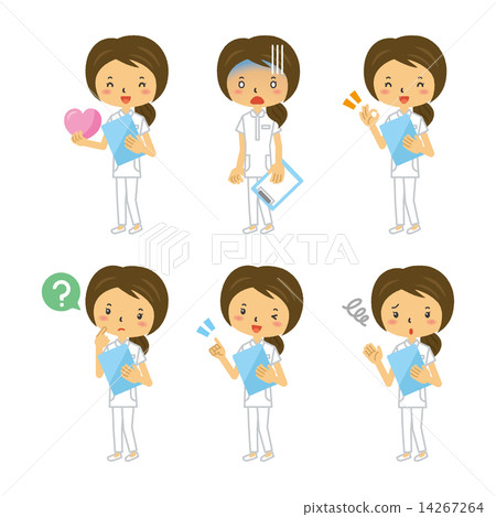 Doctor female nurse set facial expression pose - Stock Illustration ...