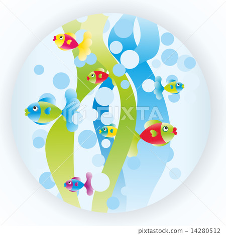 circle with cartoon fishes decor vector - Stock Illustration [14280512 ...